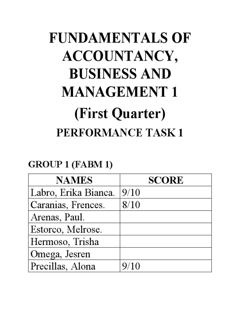 Fabm 1 (Oed Scores First Quarter) | PDF | Sports & Recreation