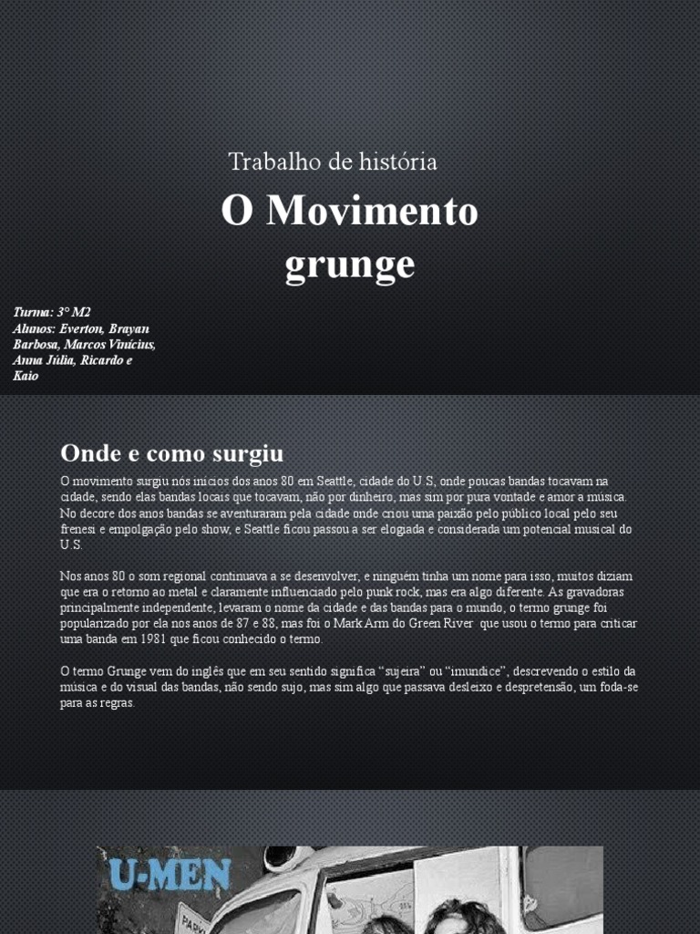 História do Movimento Grunge em Seattle | PDF | Grunge | Estilos ...