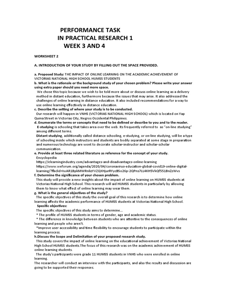 Performance Task 2 Ehhe | PDF | Distance Education | Learning