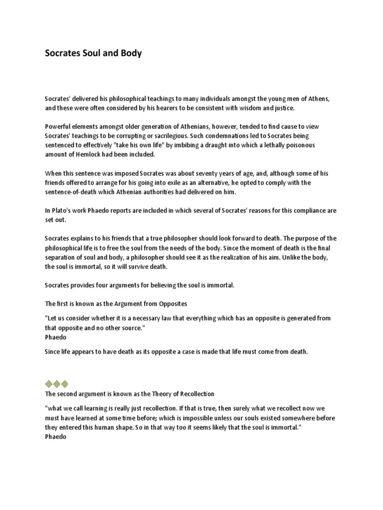 Socrates Soul and Body | PDF
