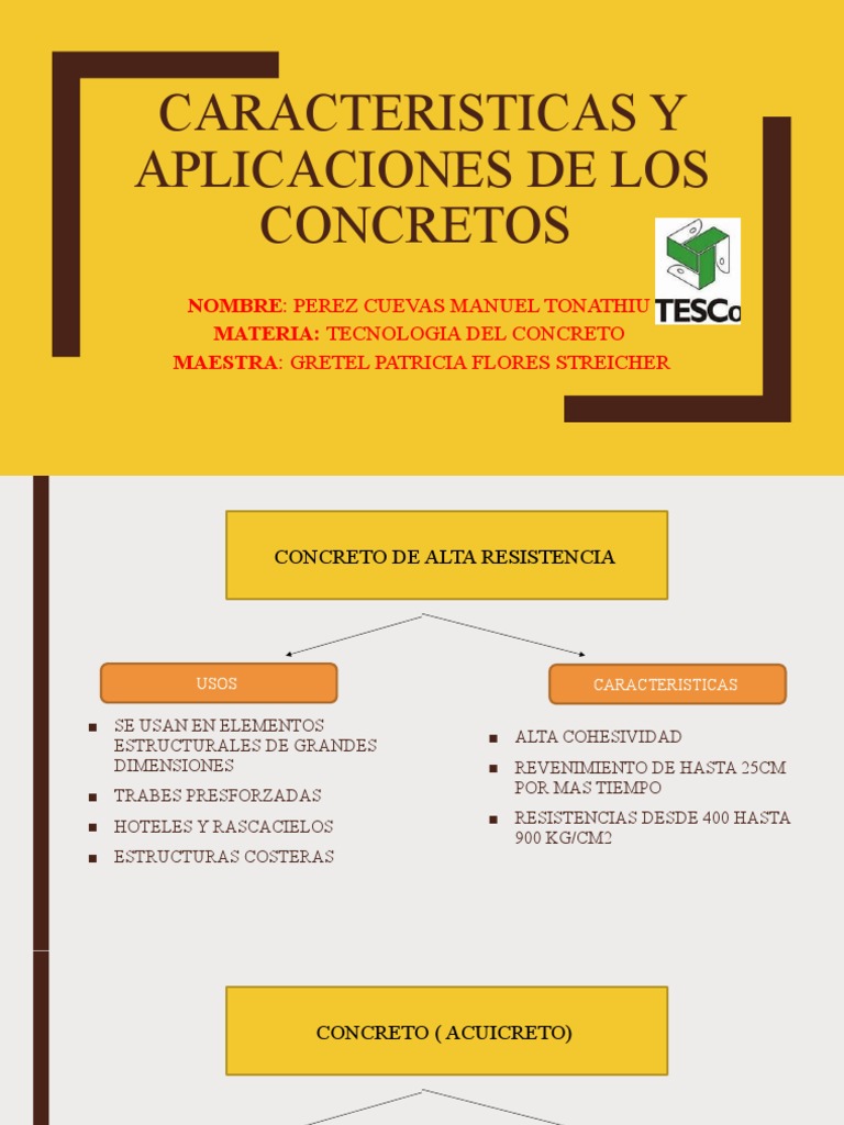 Caracteristicas y Aplicaciones de Los Concretos | PDF | Hormigón | Fundación (Ingeniería)