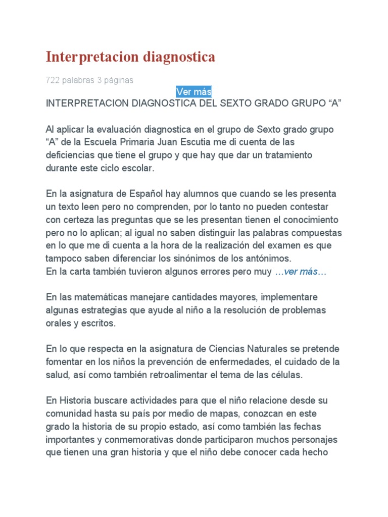 Interpretacion Diagnostica | PDF | Evaluación | Aprendizaje