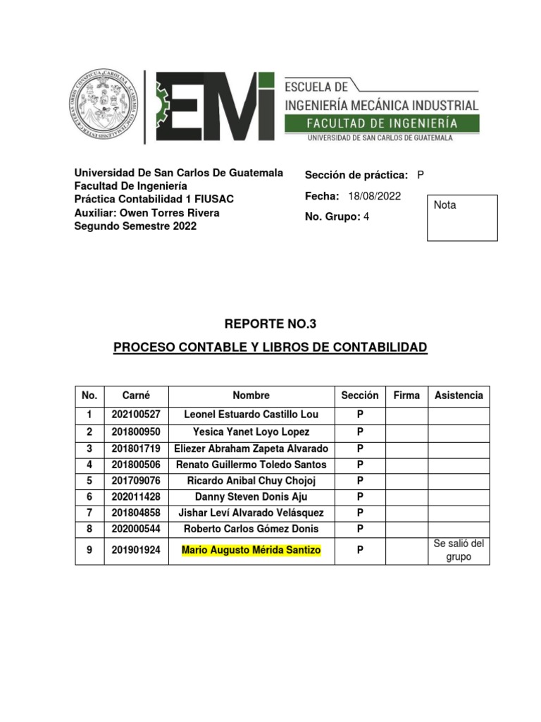 Reporte 3 Conta 1 Grupo 4p | PDF | Contabilidad | Business