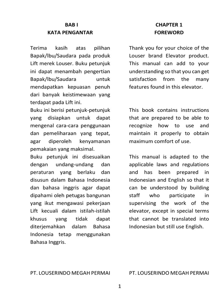 Panduan Lift Louser: Penggunaan & Pemeliharaan | PDF | Teknologi & Rekayasa