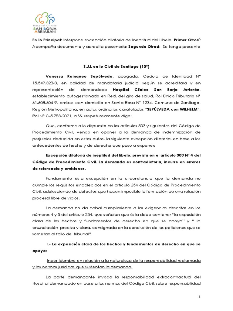 Ineptitud de Libelo | PDF | Demanda judicial | Caso de ley