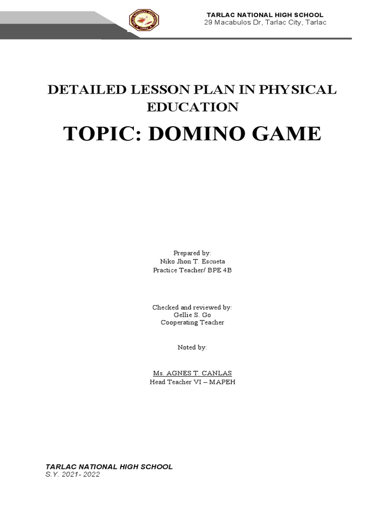 Domino Lesson Plan | PDF