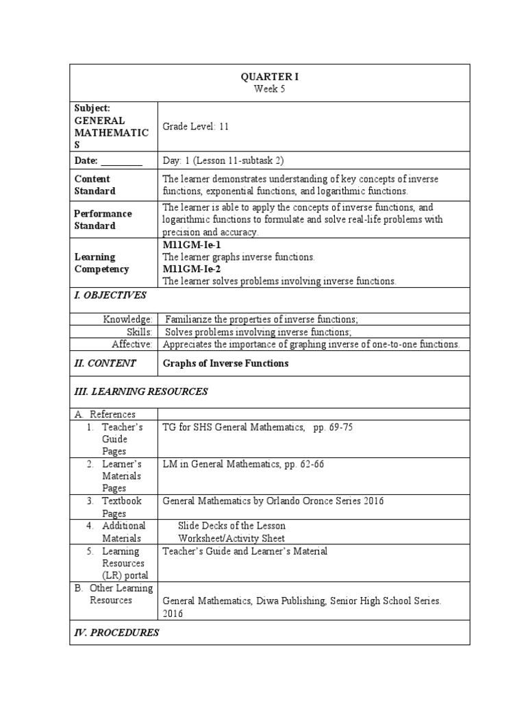 Week 5 Day 1 (Lesson 11-Subtask 2) | PDF | Function (Mathematics ... Week 5 Day 1 (Lesson 11-Subtask 2) | PDF | Function (Mathematics ...