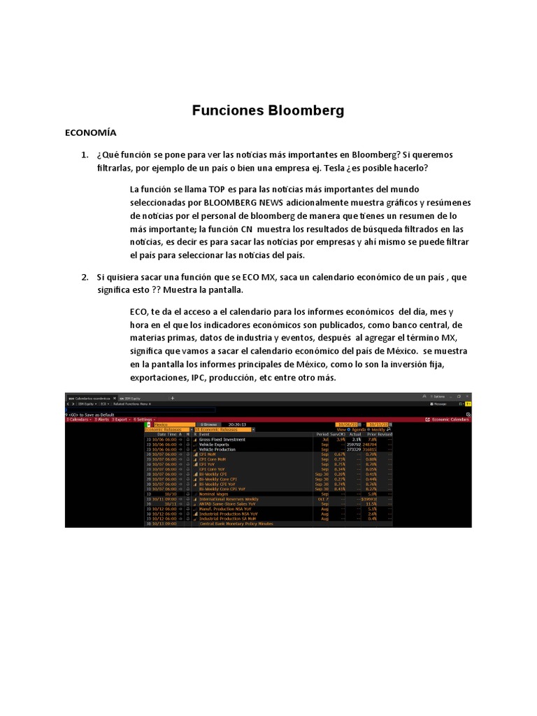 Funciones Bloomberg | PDF | Mercado de divisas | Compartir (Finanzas)