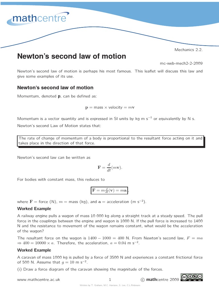 Newton's Second Law of Motion: Understanding Force, Mass, and ...