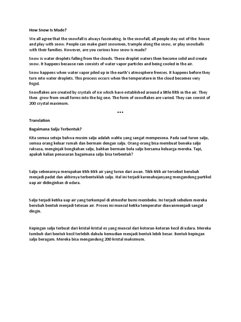 Explanation Text Kelompok 1 Pdf Snow Water