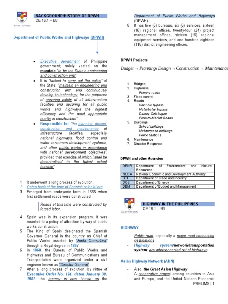 DPWH Background and Role in Infrastructure Projects | PDF | Surveying ...