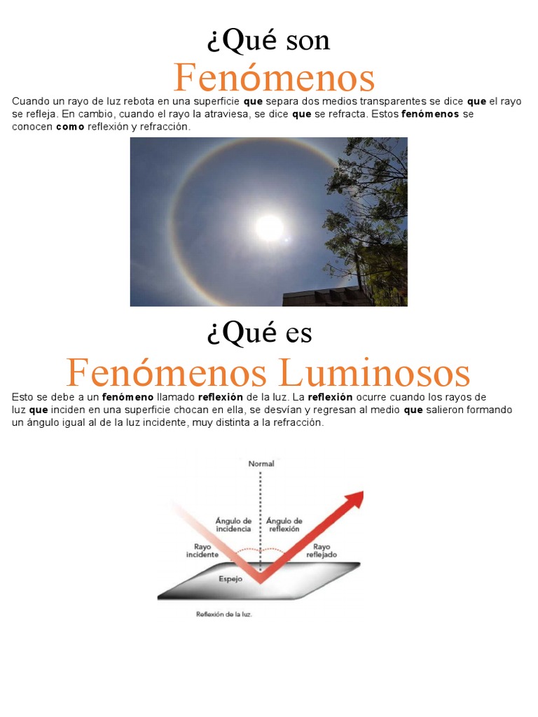 Fenómenos Luminosos?: ¿Qué Son Los | PDF | Refracción | Ligero