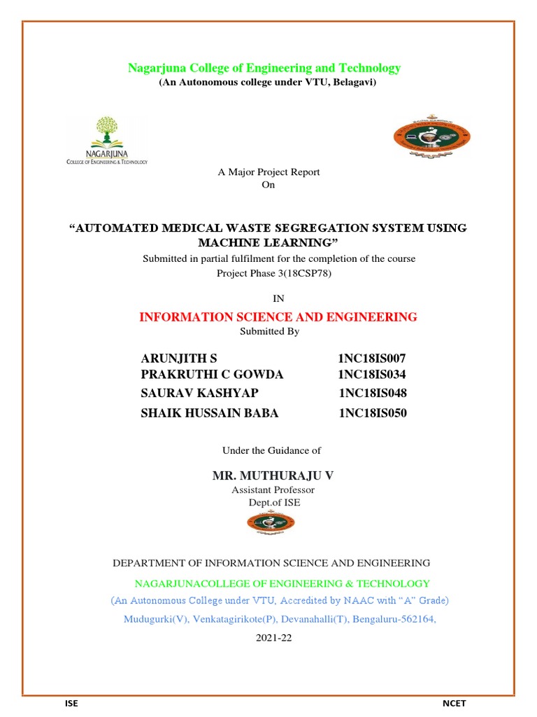 Automated Medical Waste Segregation System Using Machine Learning | PDF
