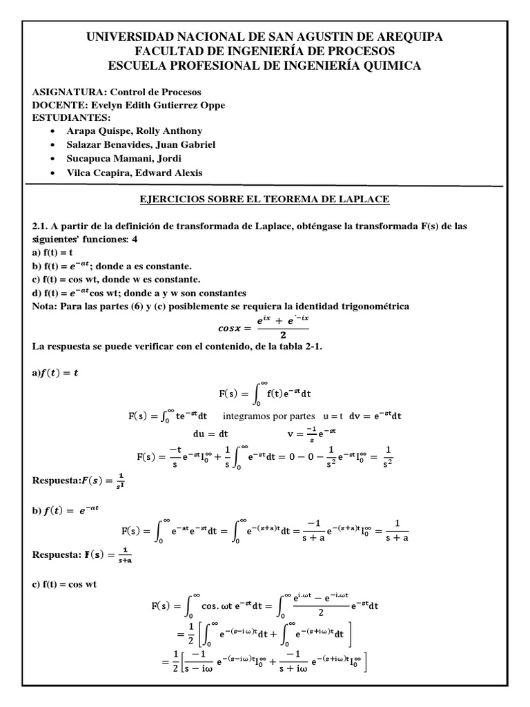 Ejercicios de T. de Laplace | PDF | Ecuaciones | Ecuaciones diferenciales