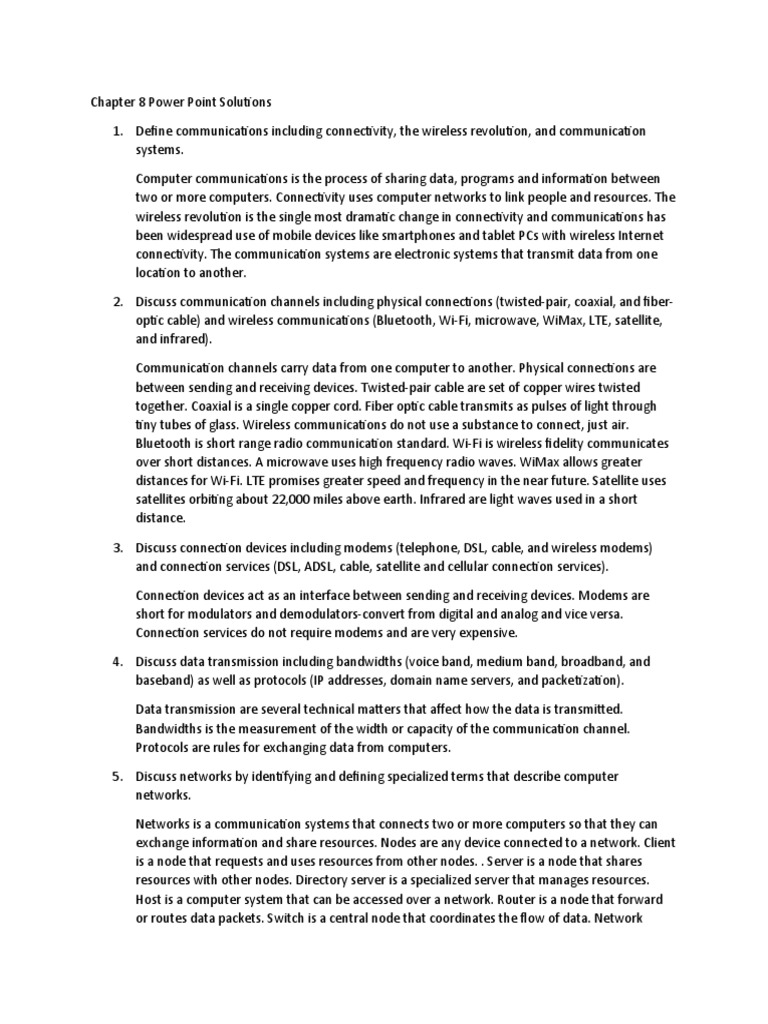 Chapter 8 Power Point Solutions | PDF | Computer Network | Internet Access