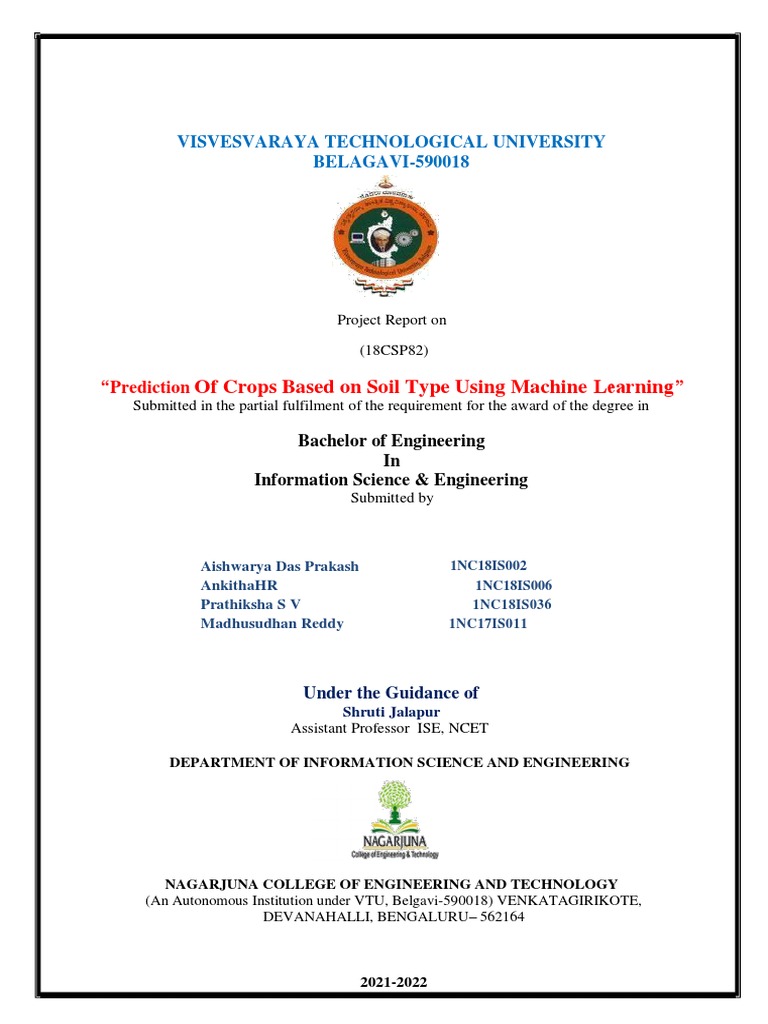 Prediction of Crops Based On Soil Type Using Machine Learning | PDF | Agriculture | Machine Learning
