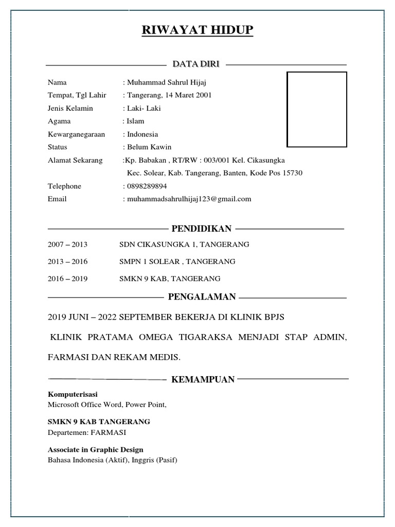 CV Sahrul | PDF