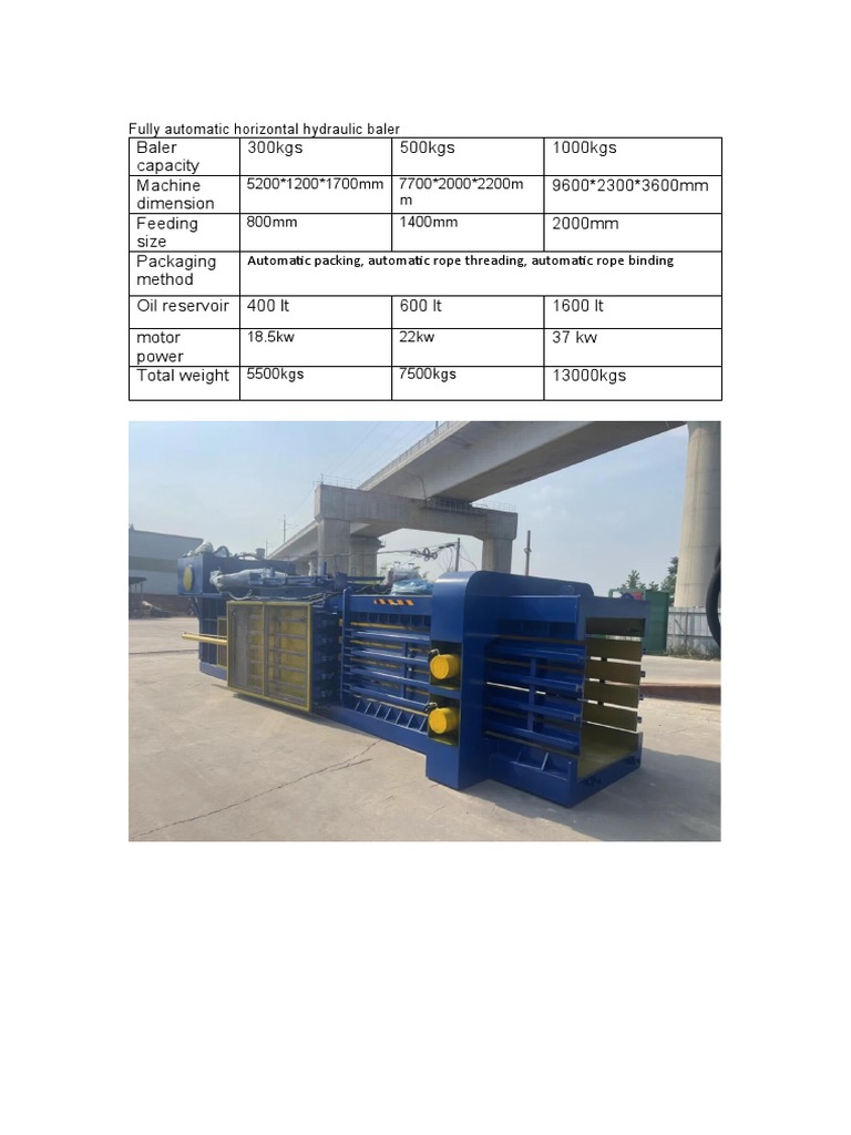 Edit - Horizontal Hydraulic Baler | PDF