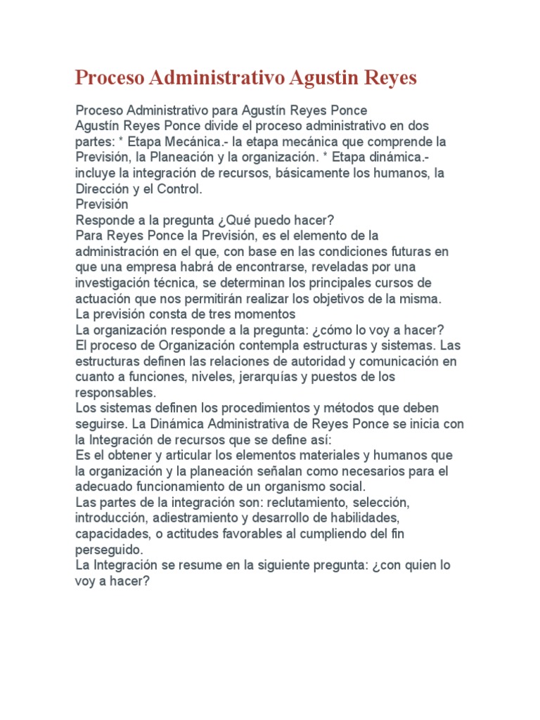 Proceso Administrativo Agustin Reyes | PDF