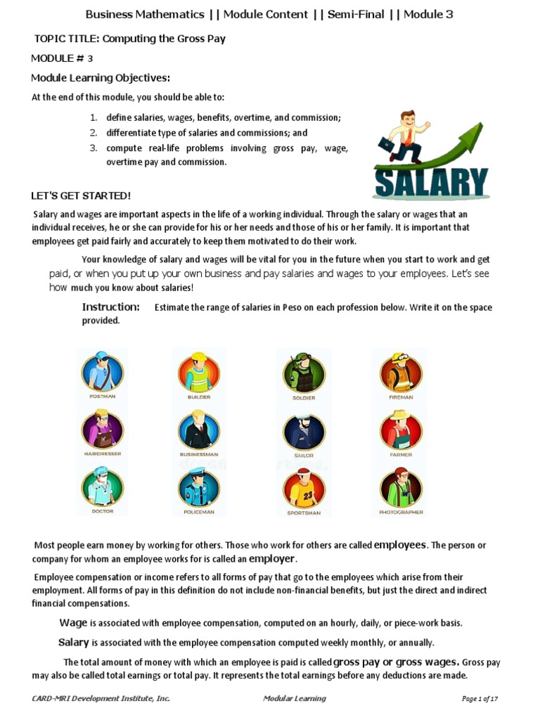 Calculating Gross Pay and Commissions | PDF | Salary | Piece Work