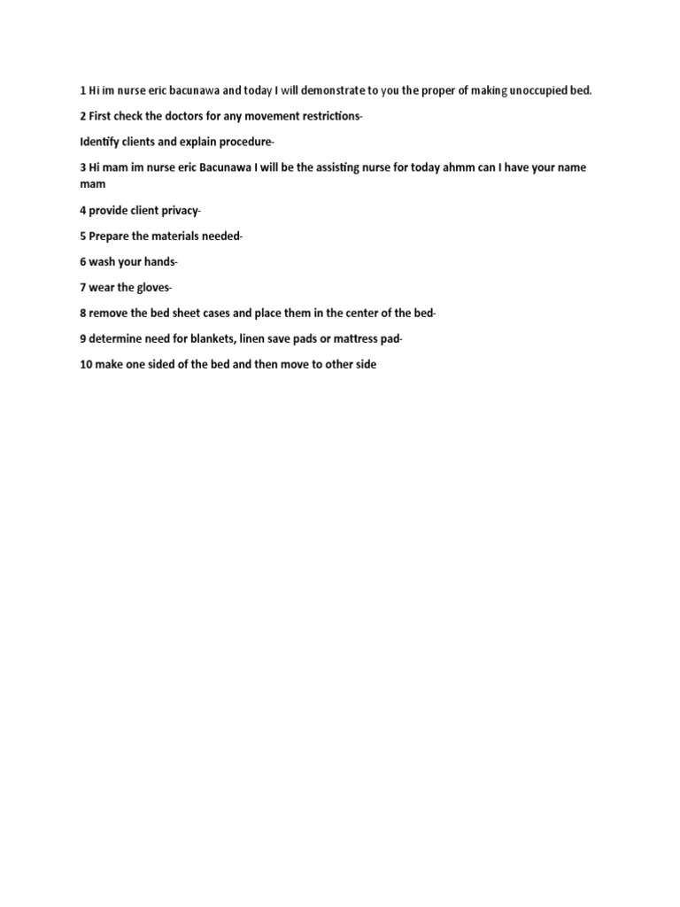Bed Making Demonstration | PDF