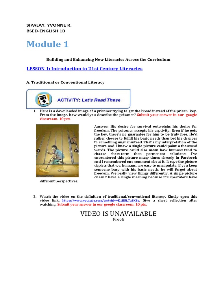 Module 1 | PDF | Literacy | Teaching Method