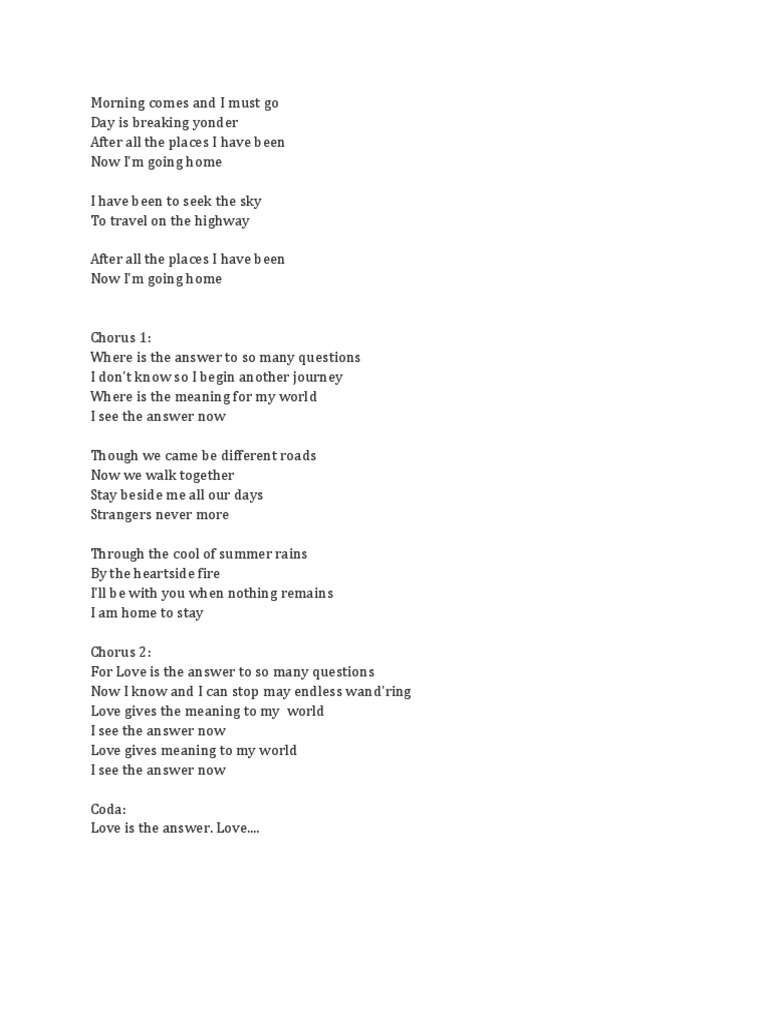 Love Is The Answer Lyrics | PDF
