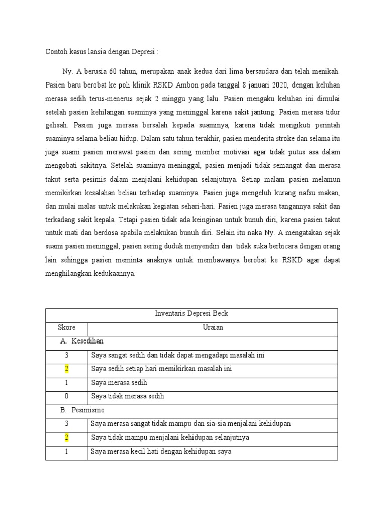 Depresi Berat pada Lansia | PDF