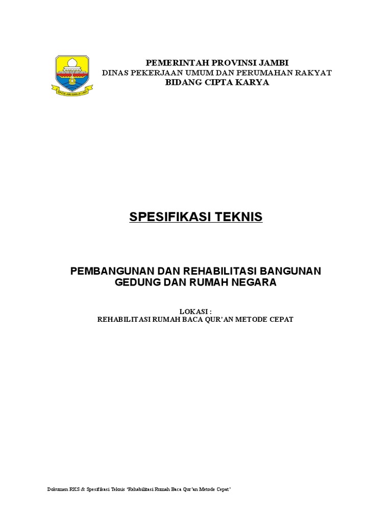 Contoh Dokumen Spesifikasi Teknis | PDF