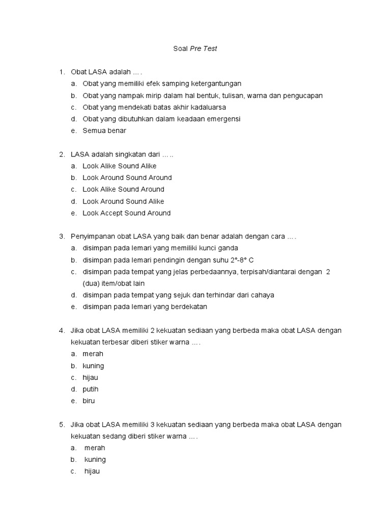 Soal Pre Test Dan Post Test | PDF