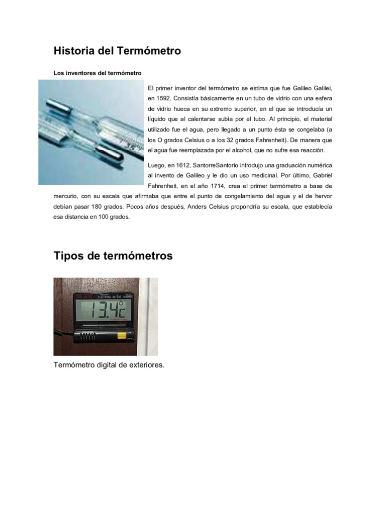 Historia Del Termómetro | PDF