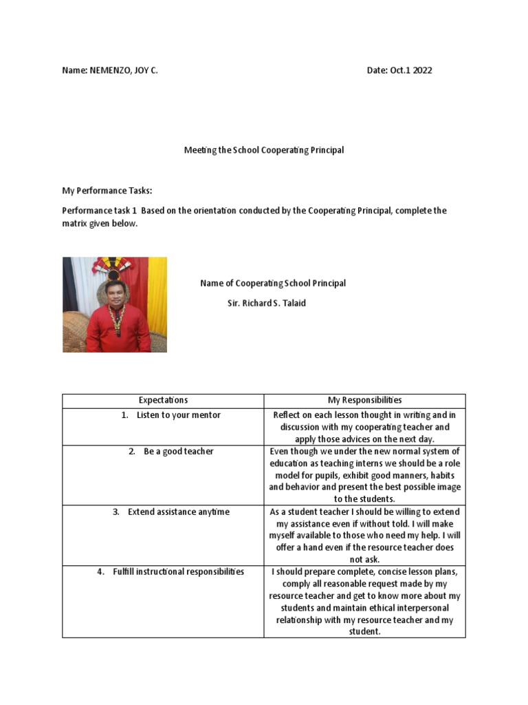 Meeting with the School Principal | PDF | Teachers | Learning
