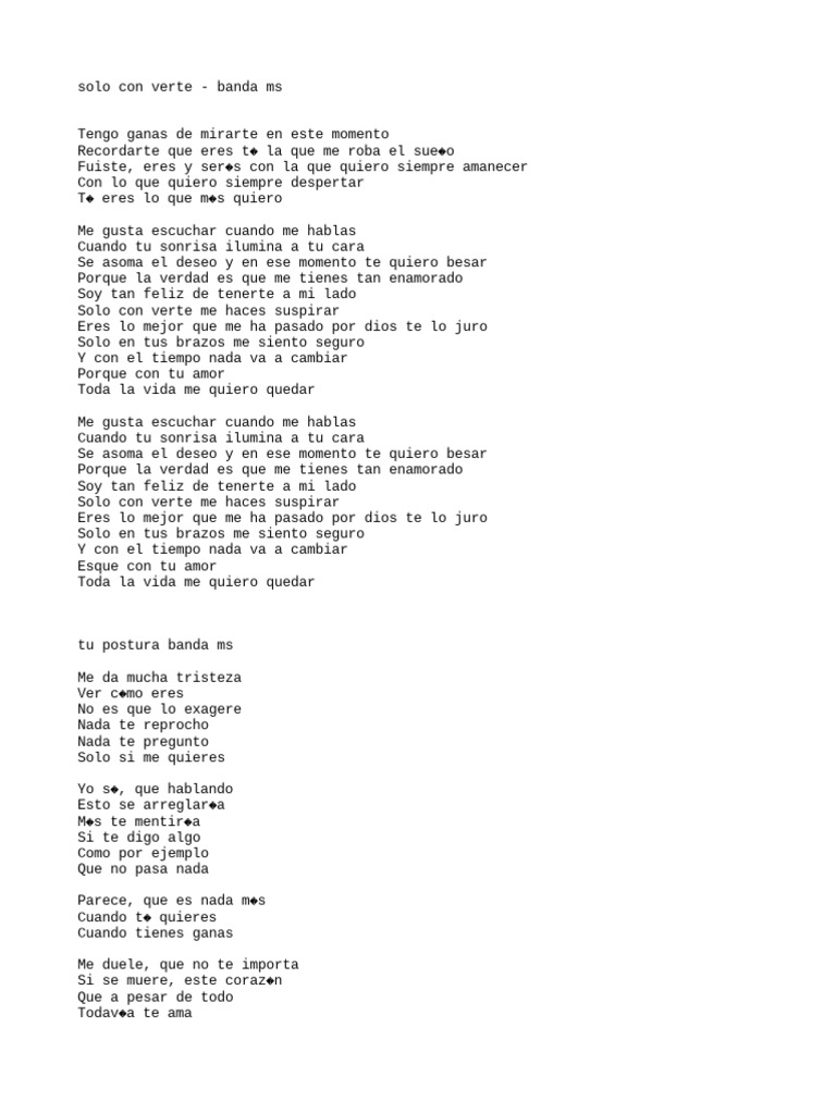 Letras de Banda MS: Solo con Verte | PDF | Amor