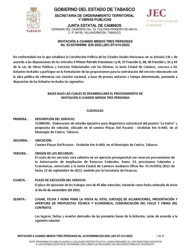 E25 Bases Servicio Inv 014 | PDF | México