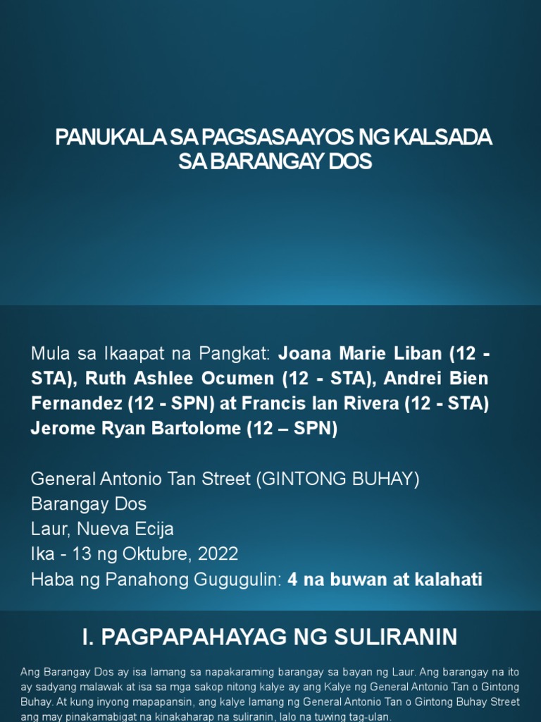 Panukala Sa Pagsasaayos NG Kalsada | PDF