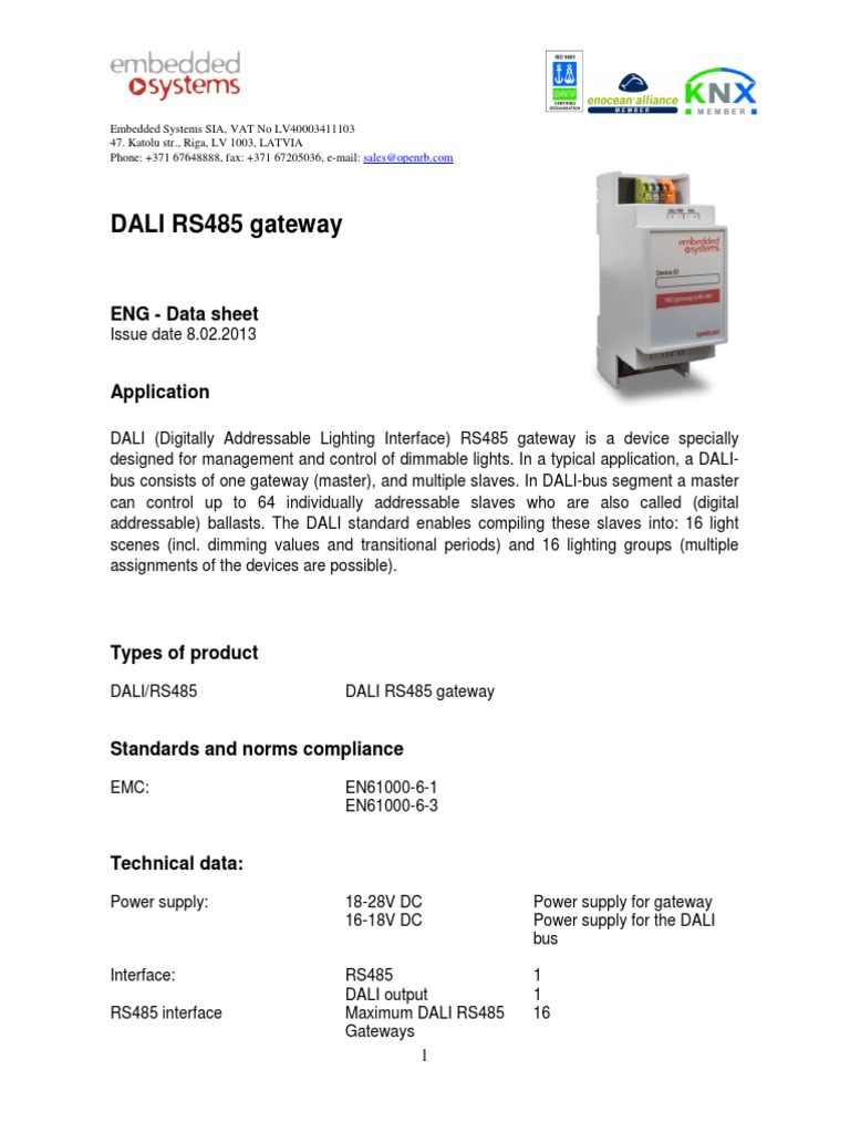 DALI_RS485_datasheet | PDF