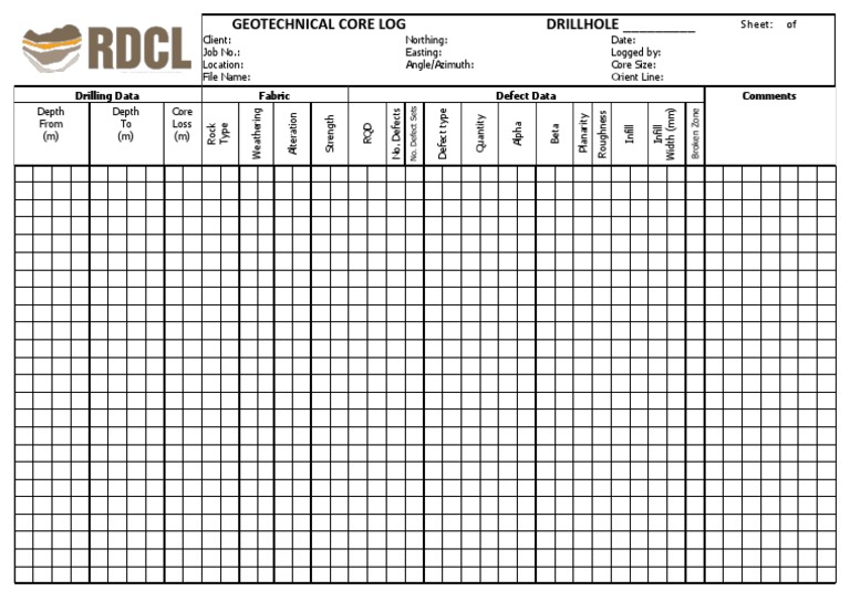 Geotechnical Core Log Template | PDF