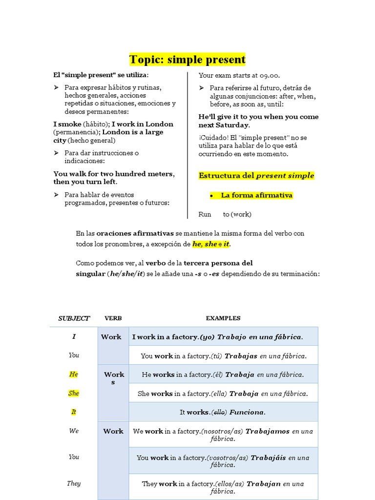 Guia Simple Present | PDF