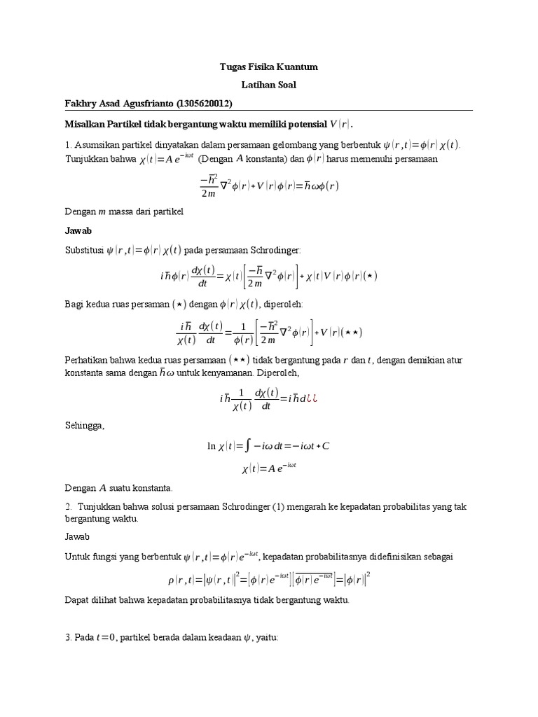 Tugas Soal Fisika Kuantum-1 | PDF