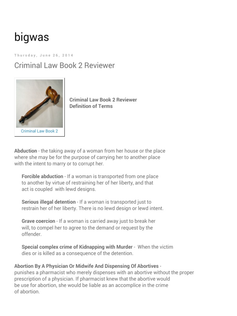 bigwas__Criminal_Law_Book_2_Reviewer | PDF | Defamation | Crimes