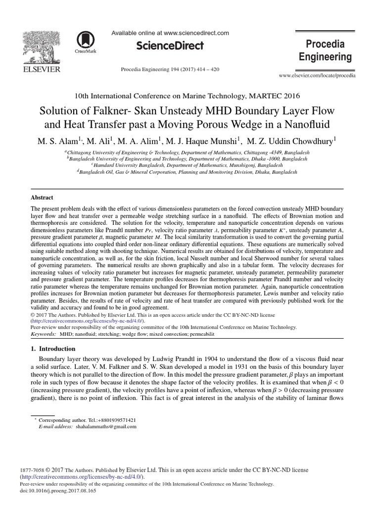 Solution of Falkner - Skan Unsteady MHD Boundary Layer Flow and Heat Transfer Past A Moving ...