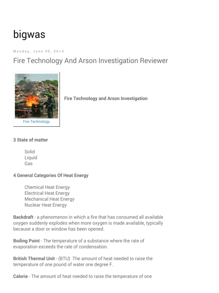Fire Technology & Arson Investigation Guide | PDF | Fires | Combustion