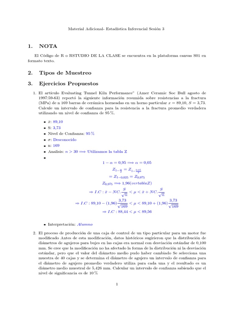 S02.s1 Material Complementario | PDF | Intervalo de confianza | Desviación Estándar
