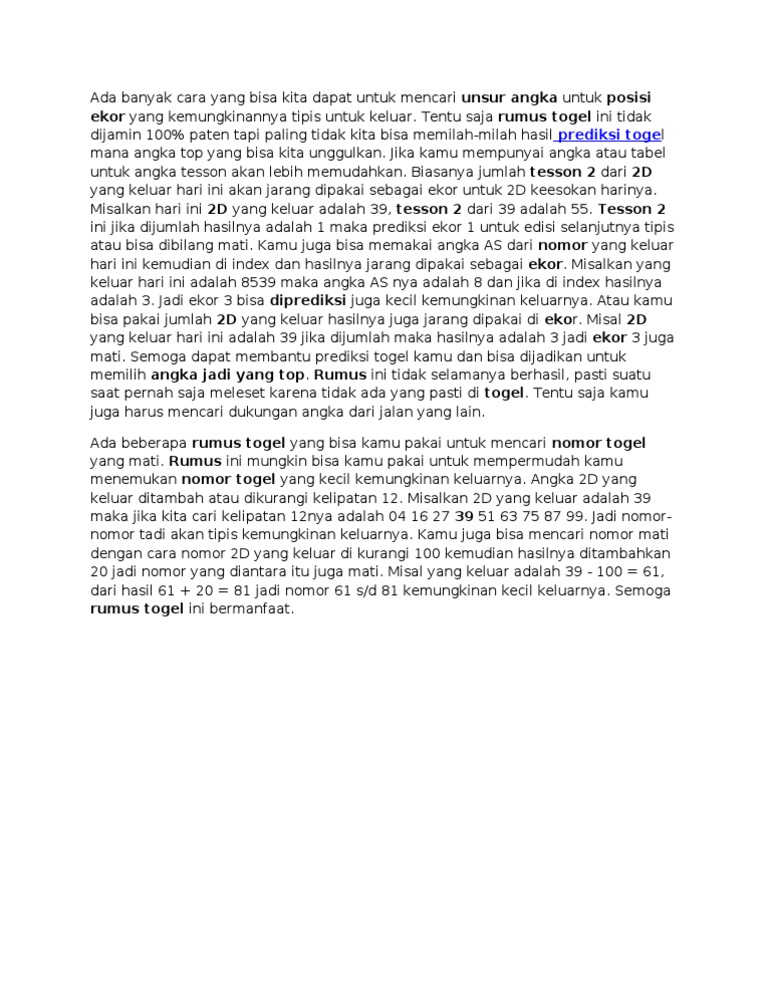 Rumus Togel | PDF