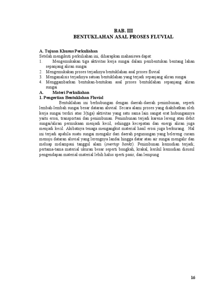 Proses Fluvial dan Bentuk Lahan Sungai | PDF