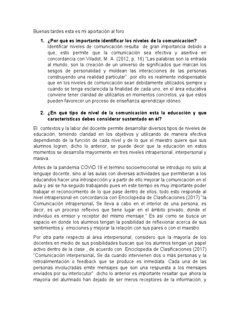 Foro | PDF | Comunicación | Aprendizaje