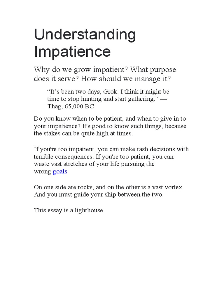 Understanding Impatience | PDF | Emotions | Thought