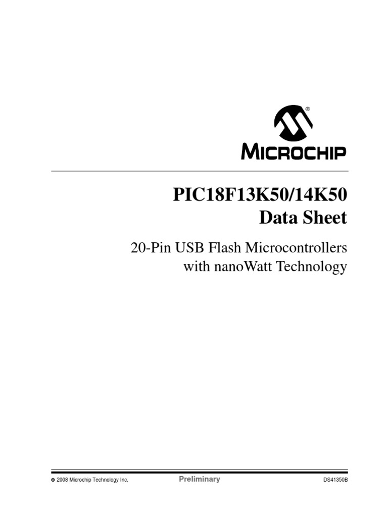Pic18F13K50/14K50 Data Sheet: 20-Pin Usb Flash Microcontrollers With ...