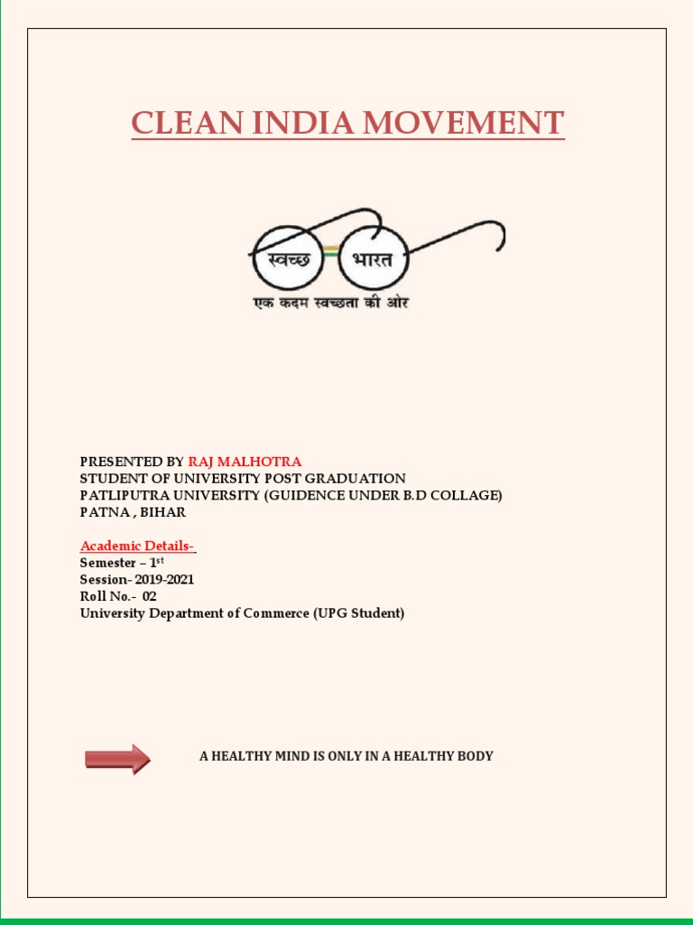 Clean India Movement Overview | PDF | Sustainable Energy | Waste Management