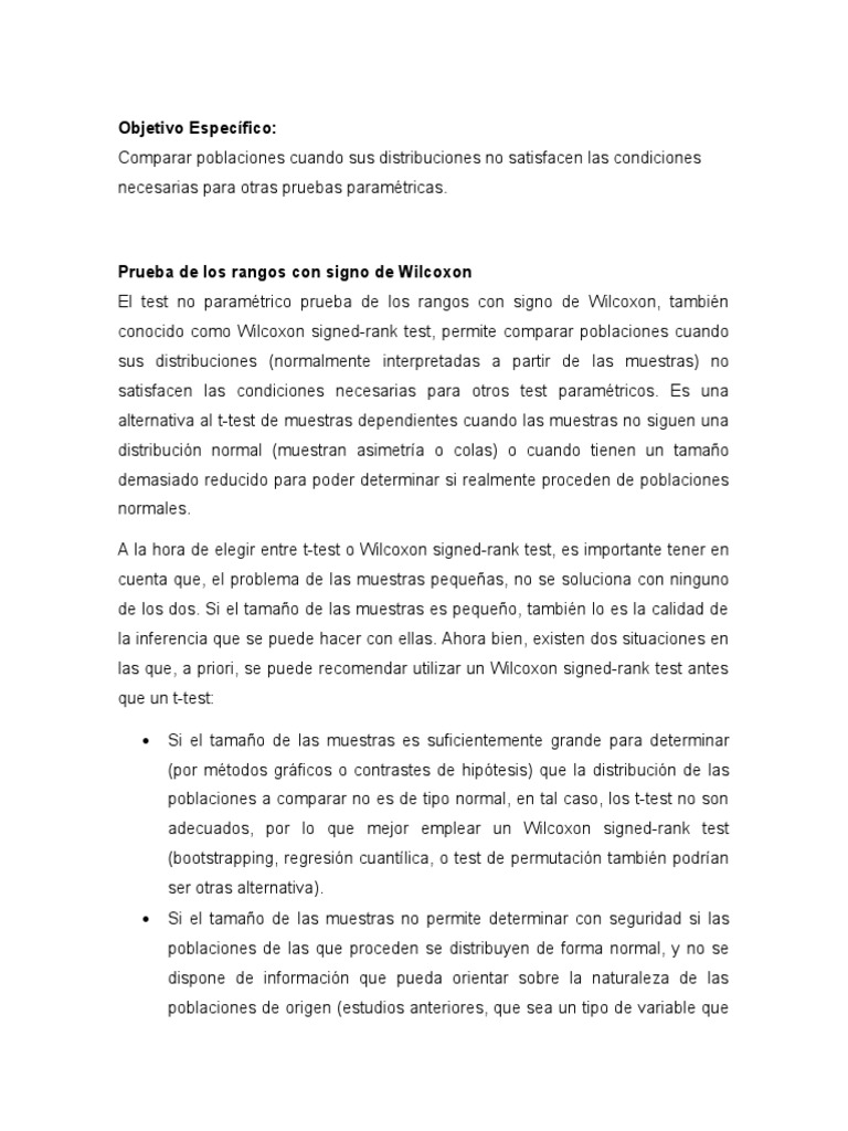 Prueba de Los Rangos Con Signo de Wilcoxon | PDF | Prueba de hipótesis ...